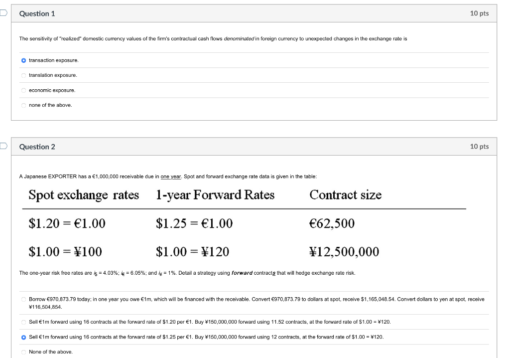 Solved The sensitivity of "realized" domestic currency | Chegg.com