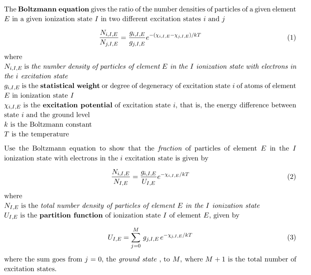 The Boltzmann equation gives the ratio of the number | Chegg.com