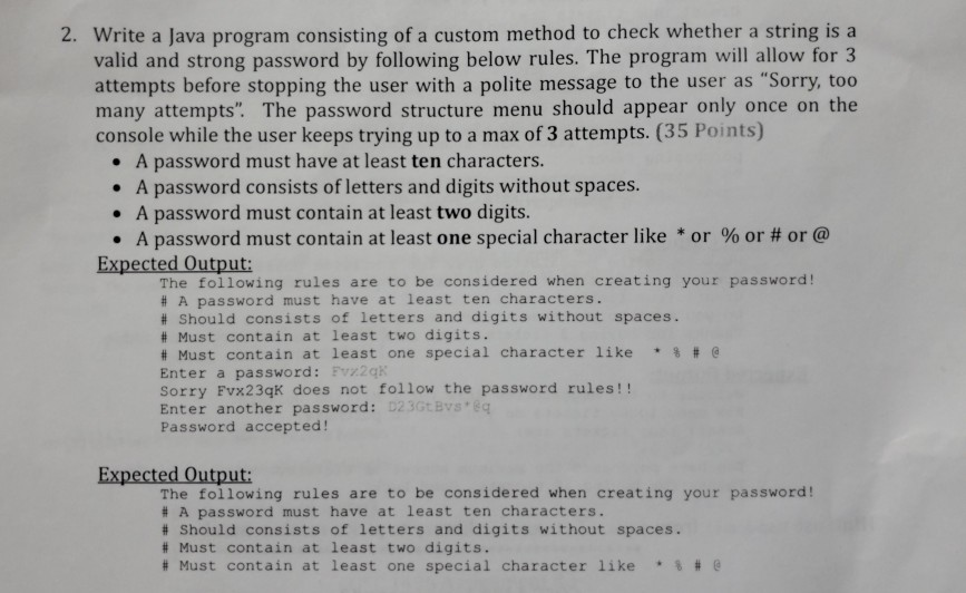 Solved 2 Write A Java Program Consisting Of A Custom Method