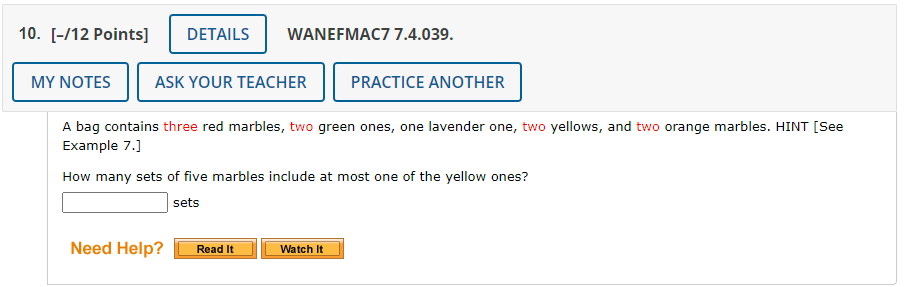 Solved 10. [-/12 Points] DETAILS WANEFMAC7 7.4.039. MY NOTES | Chegg.com