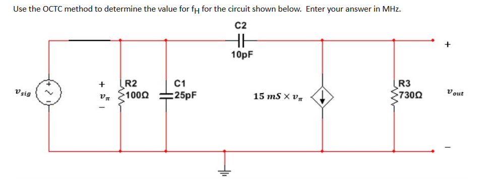 Solved Use the OCTC method to determine the value for fH for | Chegg.com