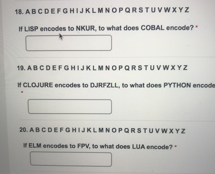 Solved 18. A B C D E F G HIJ KLM NOPQRSTUVWXYZ If LISP | Chegg.com
