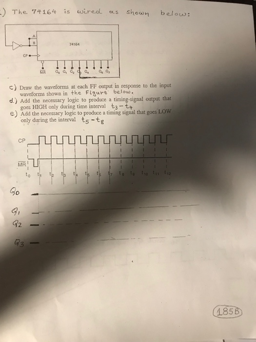 Solved The 74164 is wired s shown below: 74164 CP c) Draw | Chegg.com