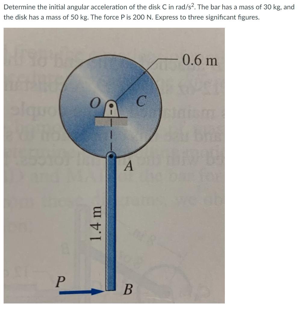 Solved Determine the initial angular acceleration of the | Chegg.com