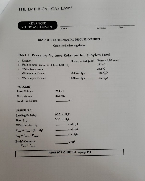 THE EMPIRICAL GAS LAWS ADVANCED STUDY ASSIGNMENT | Chegg.com