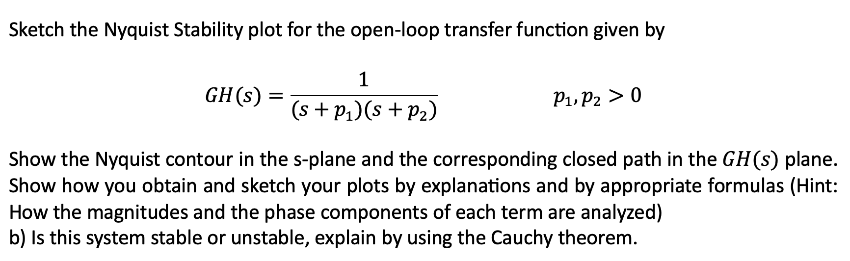 Solved Sketch the Nyquist Stability plot for the open-loop | Chegg.com