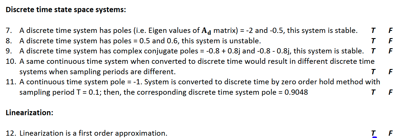 Solved Discrete time state space systems: 7. A discrete time | Chegg.com