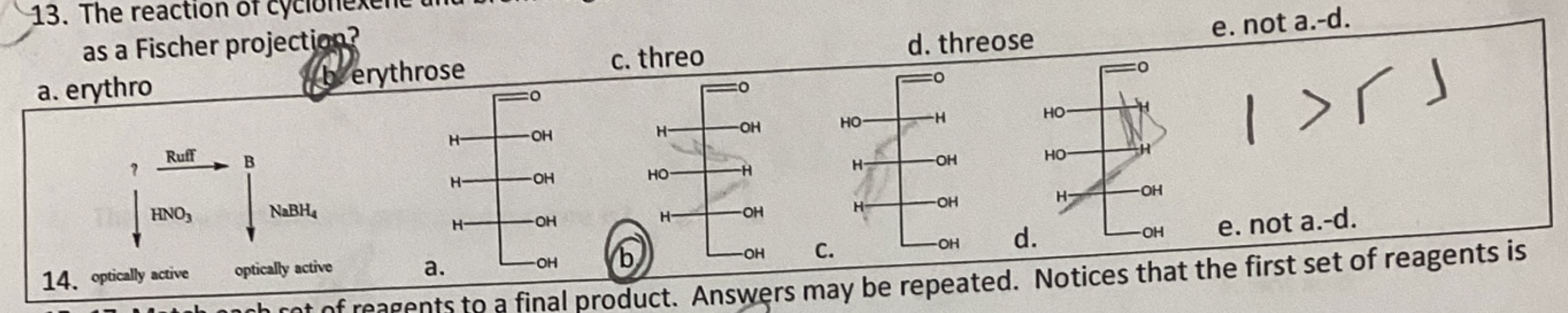 as a Fischer projection? a. erythro c. threo d. | Chegg.com