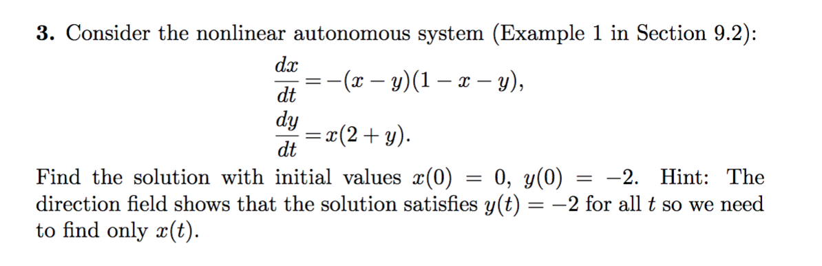 Solved 3. Consider the nonlinear autonomous system (Example | Chegg.com