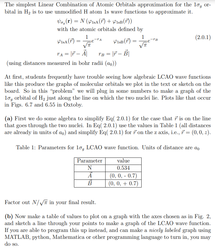 The simplest Linear Combination of Atomic Orbitals | Chegg.com