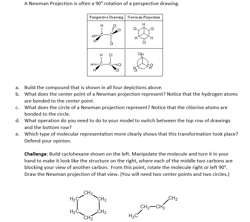 Solved A Newman Projection is often a 90° rotation of a | Chegg.com