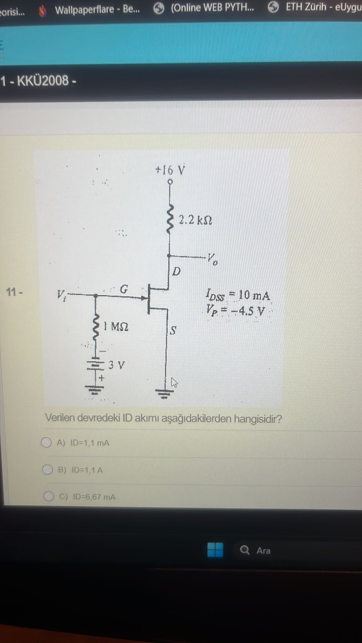Solved Translation Given the circuit below what is the ID | Chegg.com