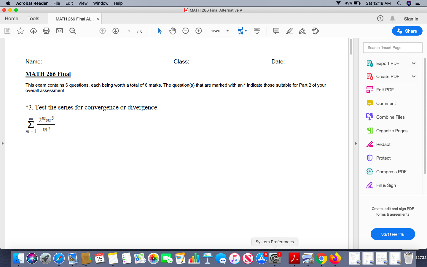 Solved Acrobat Reader File Edit View Window Help 49%O Sat | Chegg.com