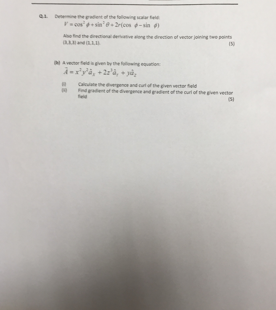 Q1. Determine the gradient of the following scalar | Chegg.com