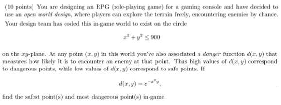 Solved (10 points) You are designing an RPG (role-playing | Chegg.com