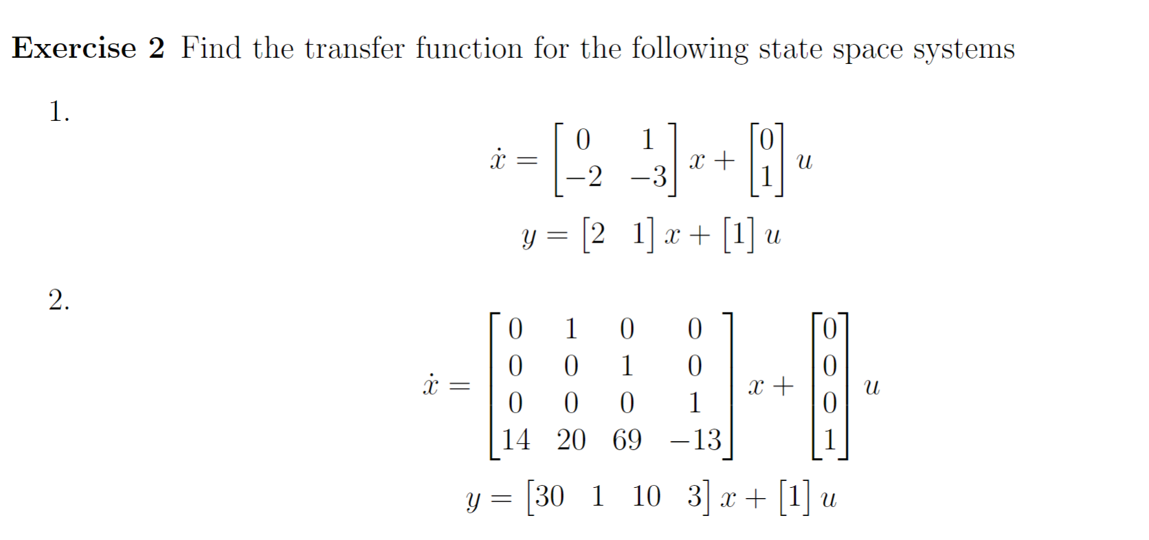 Solved Exercise 2 Find the transfer function for the | Chegg.com