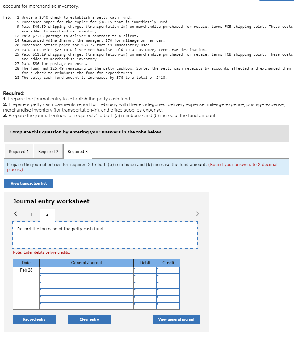 Solved Problem 6-3A Establishing, reimbursing, and | Chegg.com