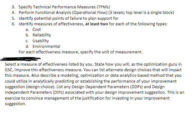3. Specify Technical Performance Measures (TPMS) 4. | Chegg.com