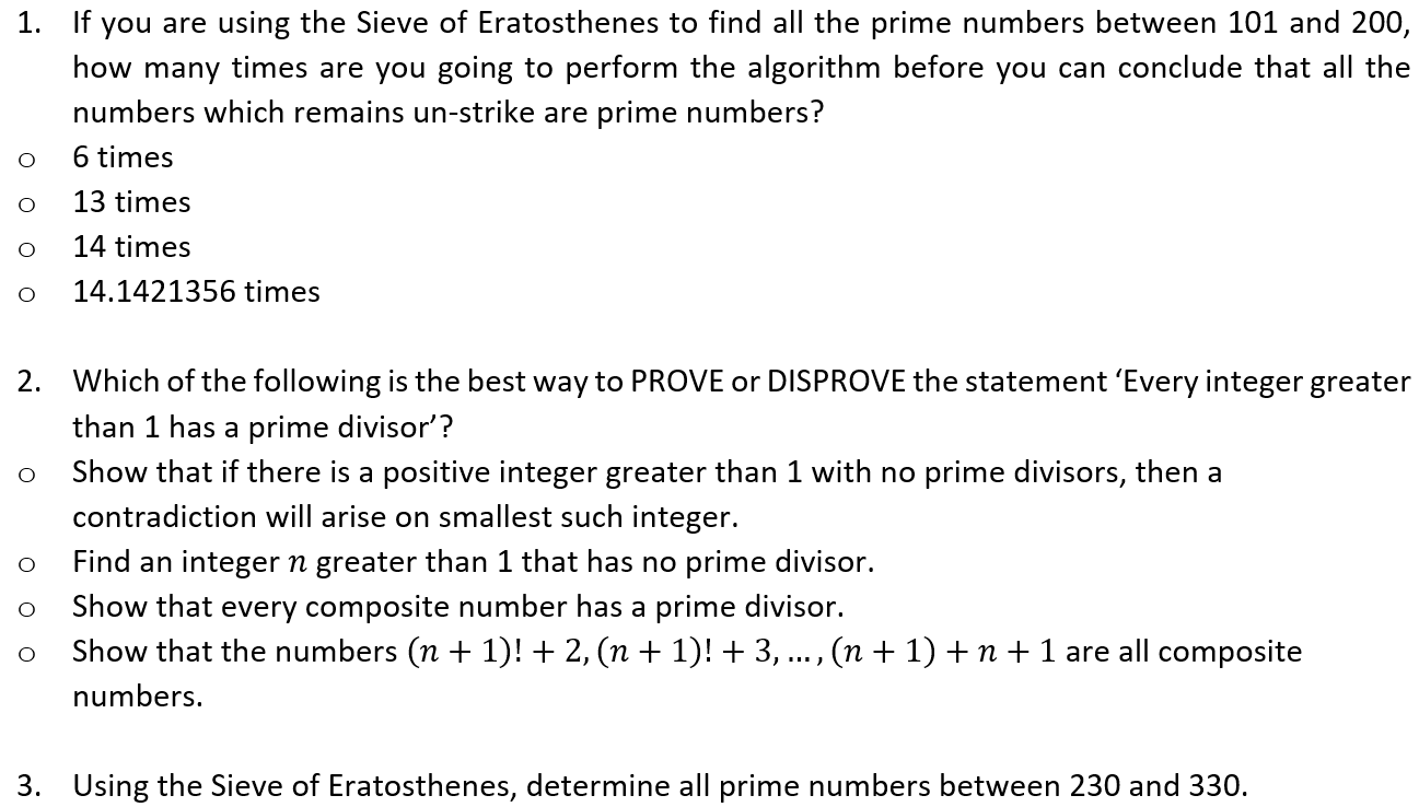 Solved 1. If you are using the Sieve of Eratosthenes to find | Chegg.com