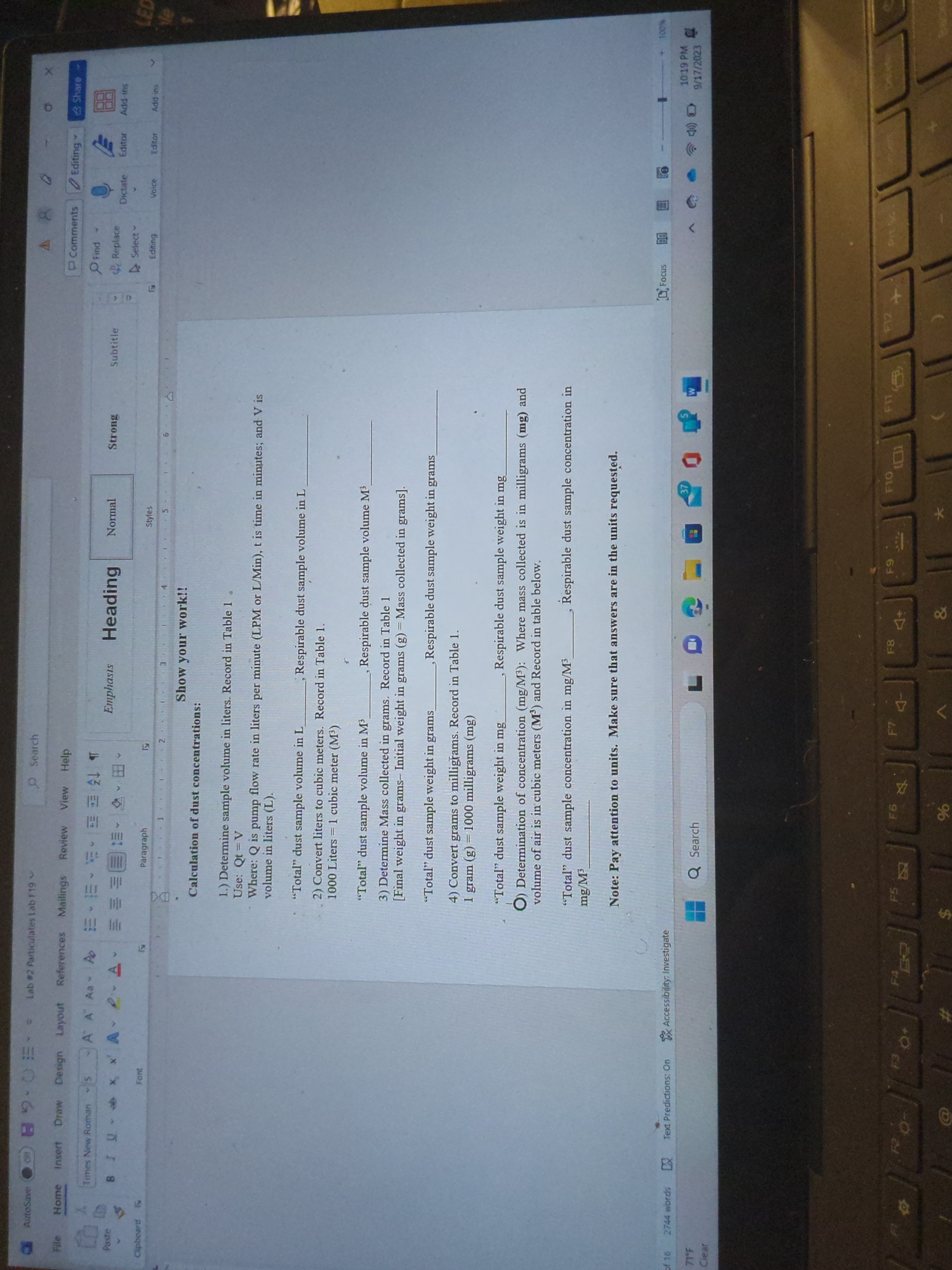Dust sample data:“Total dust”- initial weight | Chegg.com