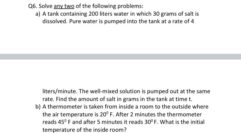 Solved Q6. Solve any two of the following problems: a) A | Chegg.com