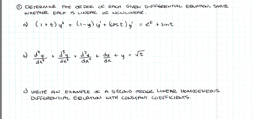 Solved (1) DeterminE the order of eAch GIVEn diffGrentil | Chegg.com