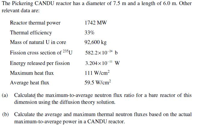 The Pickering CANDU reactor has a diameter of 7.5 m | Chegg.com