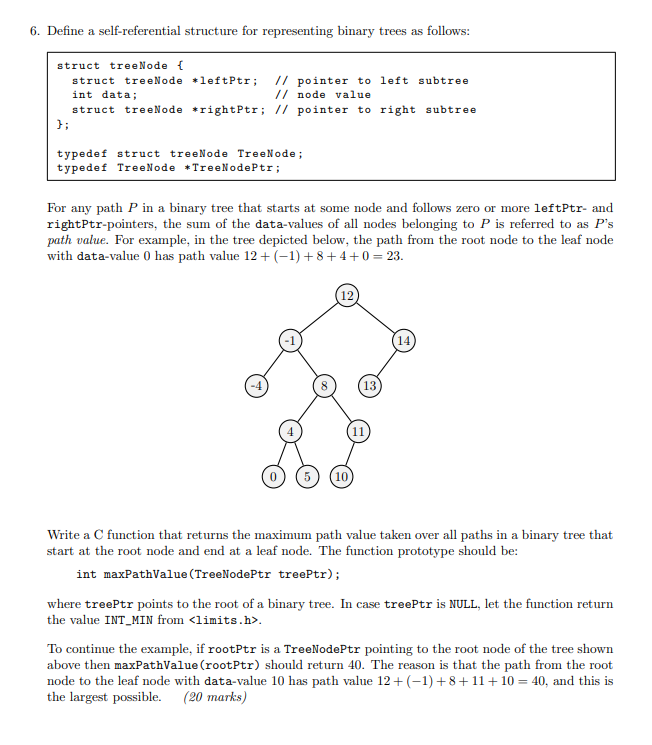 Solved 6. Define a self-referential structure for | Chegg.com