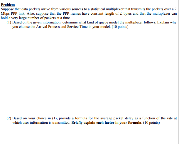 Solved Problem Suppose that data packets arrive from various | Chegg.com