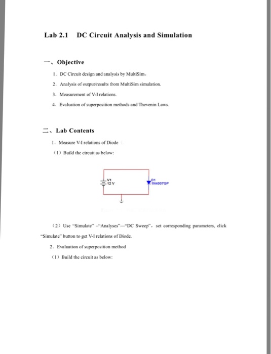 Solved Lab 2.1 DC Circuit Analysis and Simulation 、Objective | Chegg.com Solved Lab 2.1 DC Circuit Analysis and Simulation 、Objective | Chegg.com