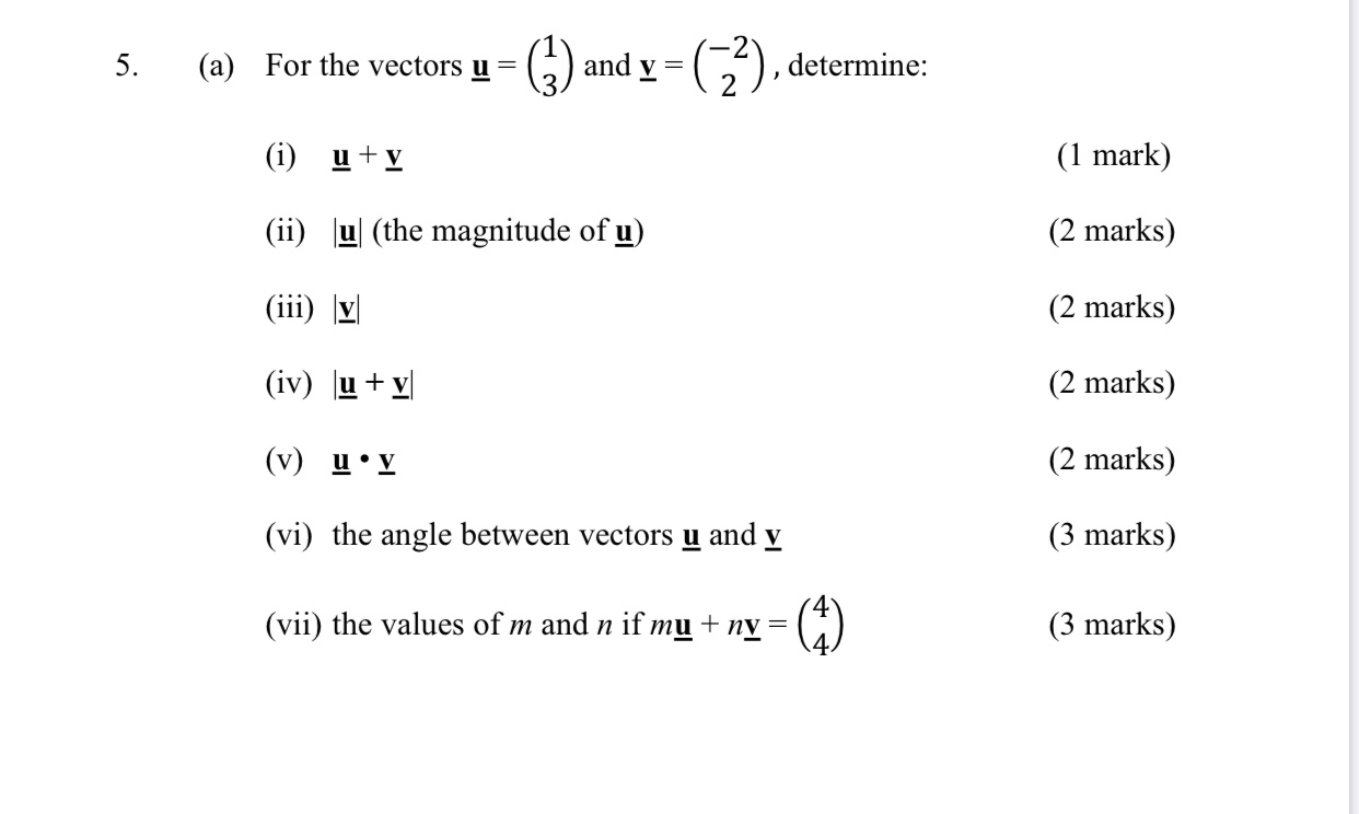 Solved 5. (a) For the vectors u = (1) and v = (-22), | Chegg.com