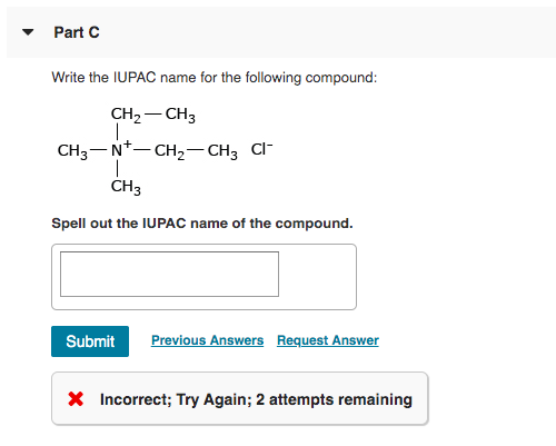 Solved Part C Write the IUPAC name for the following | Chegg.com