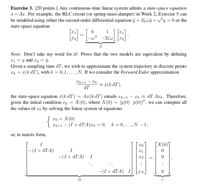 Exercise 3. [20 points.) Any continuous-time linear | Chegg.com
