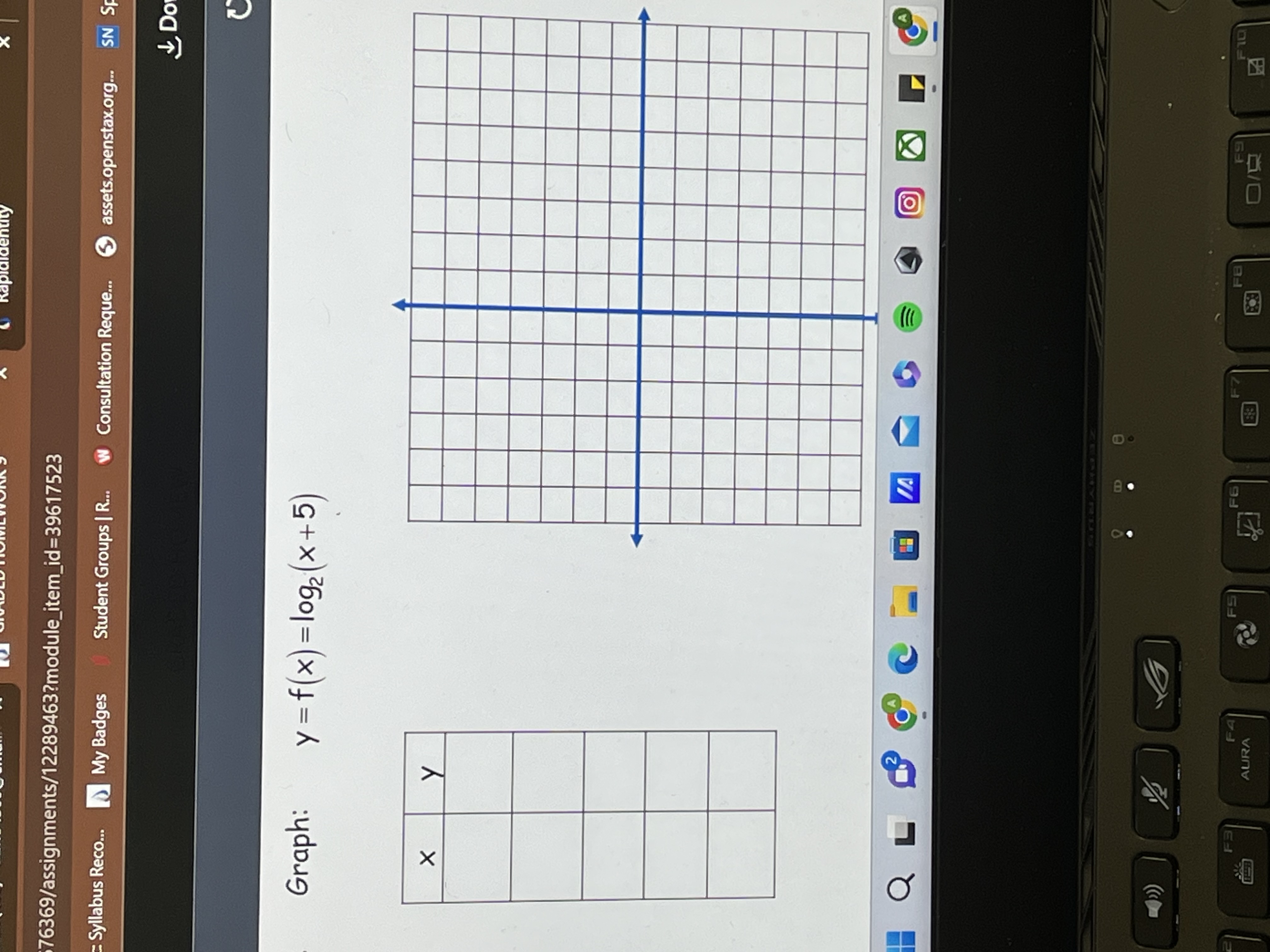 Solved Graph: y=f(x)=log2(x+5) | Chegg.com