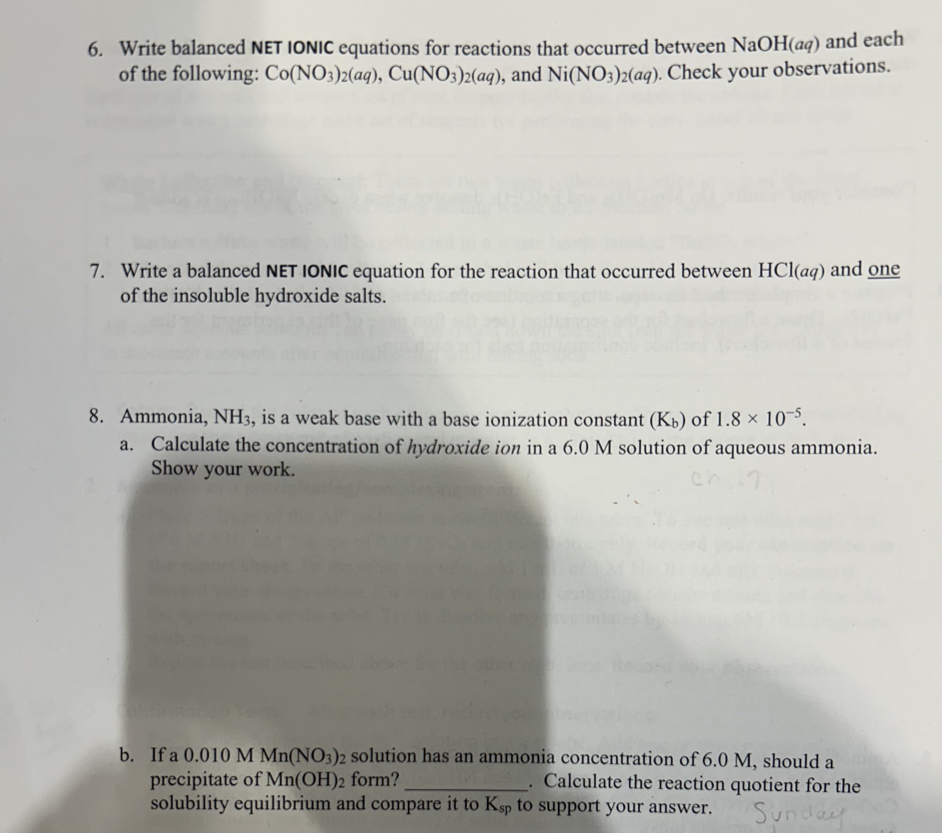 Solved Write balanced NET IONIC equations for reactions that | Chegg.com