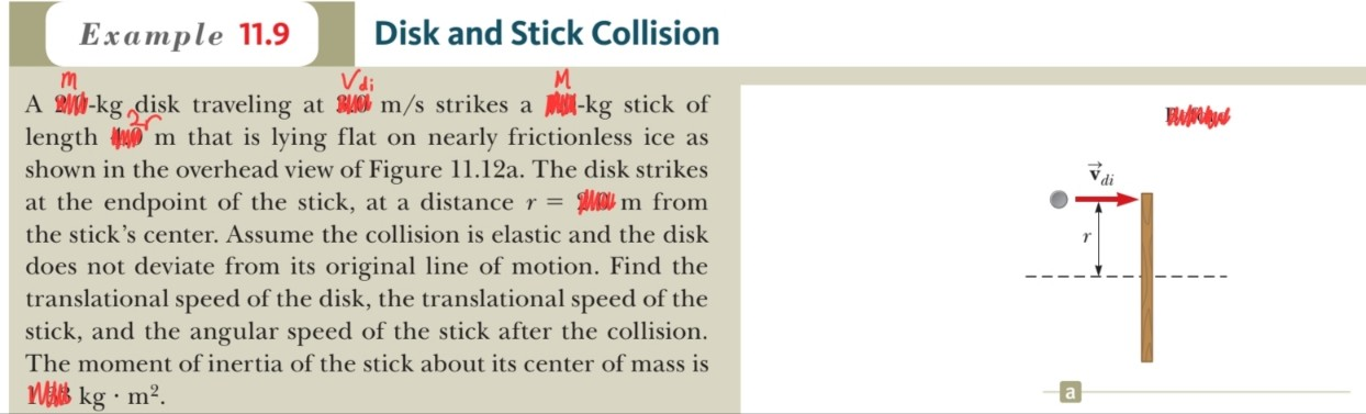 Solved Disk and Stick Collision m M length m that is lying | Chegg.com