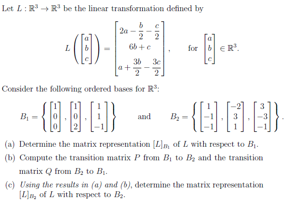 Solved Let L: R3 + R3 be the linear transformation defined | Chegg.com