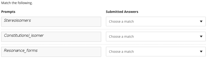 Solved Match the following Prompts Submitted Answers | Chegg.com