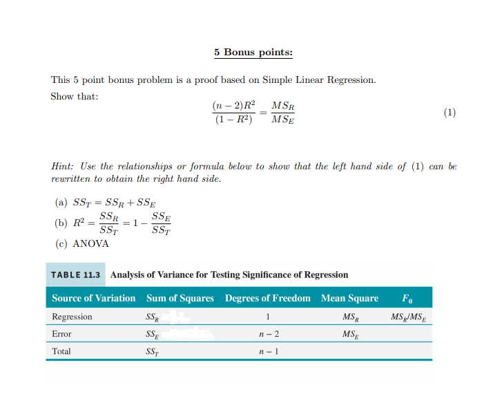 Solved 5 Bonus points: This 5 point bonus problem is a proof | Chegg.com