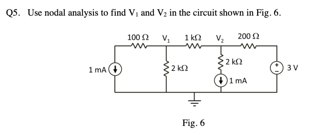 Solved 25. Use nodal analysis to find V1 and V2 in the | Chegg.com