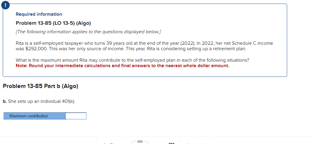 Solved Required information Problem 13-85 (LO 13-5) (Algo) | Chegg.com Solved Required information Problem 13-85 (LO 13-5) (Algo) | Chegg.com