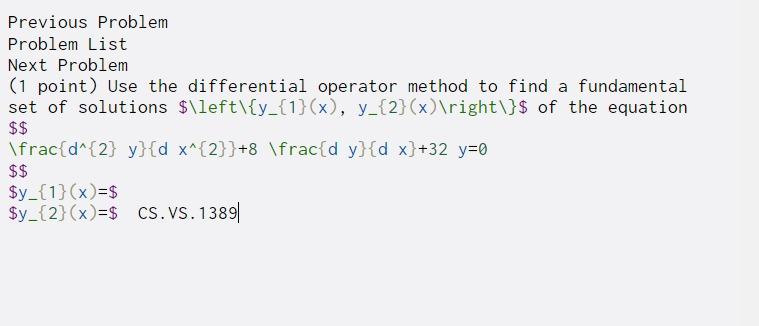 Solved Previous Problem Problem List Next Problem (1 point) | Chegg.com