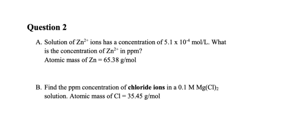 Solved Question 2 A. Solution of Zn2+ ions has a | Chegg.com