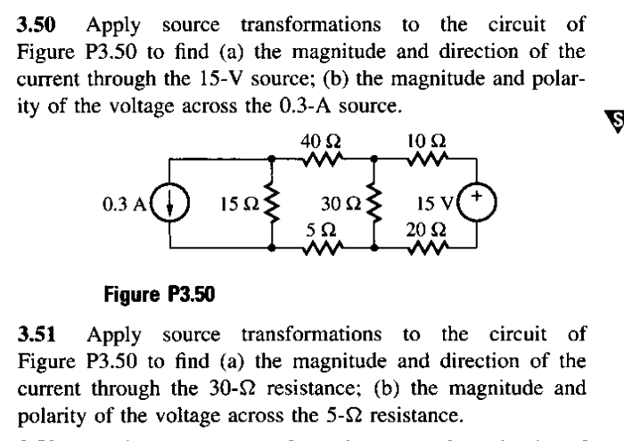 Solved 3.50 Apply source transformations to the circuit of | Chegg.com
