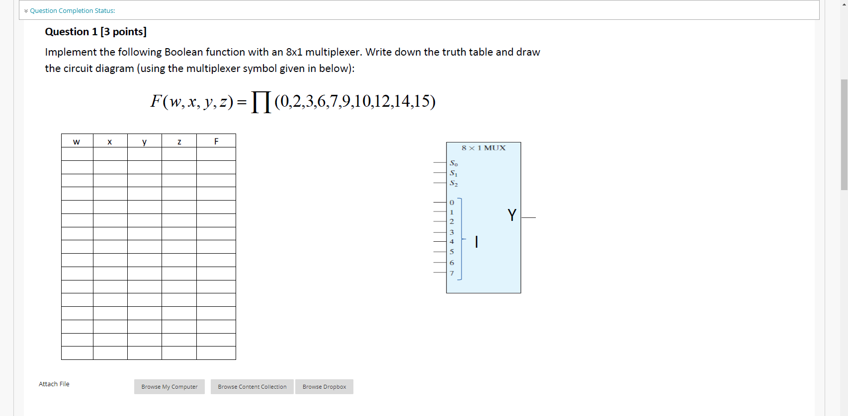 Solved Question Completion Status: Question 1 [3 points) | Chegg.com