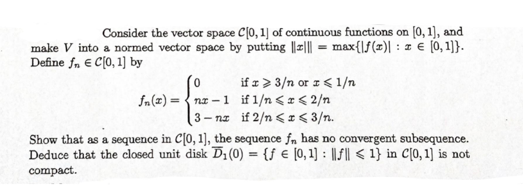 Solved Consider the vector space C[0, 1] of continuous | Chegg.com