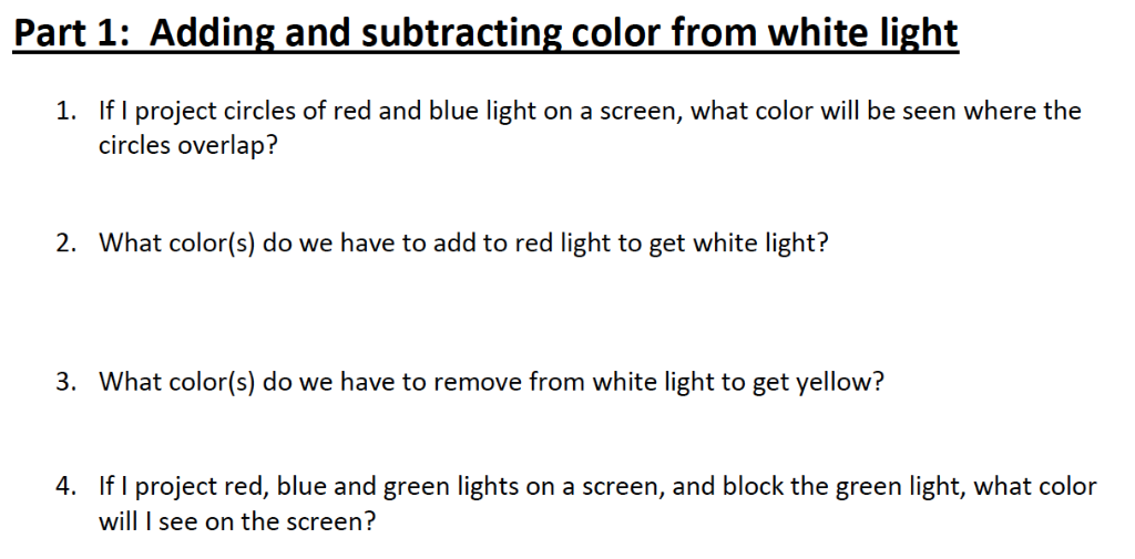 Solved ACTIVITY 8: COLOR MATH We can use the rules of color | Chegg.com