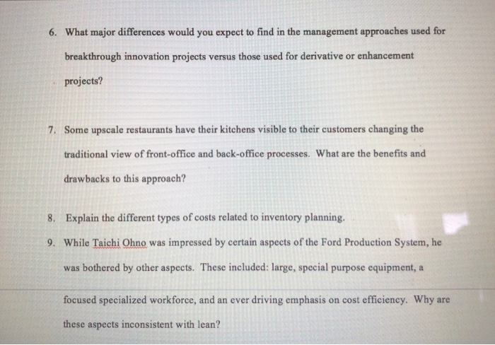 Solved What major differences would you expect to find in | Chegg.com