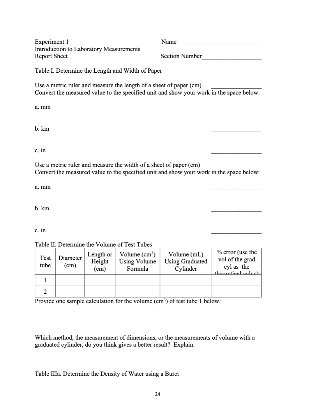 Experiment 1 Introduction to Laboratory Measurements | Chegg.com