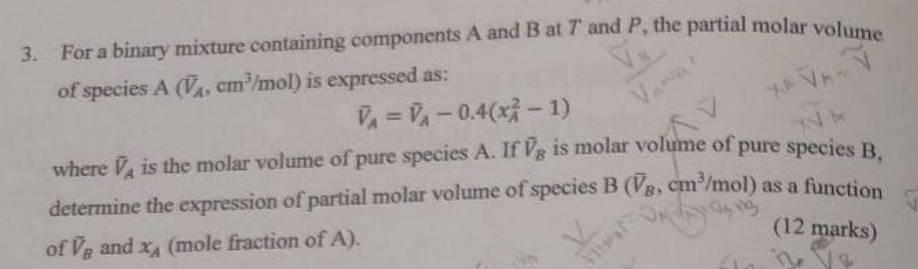 Solved 3. For a binary mixture containing components A and B | Chegg.com